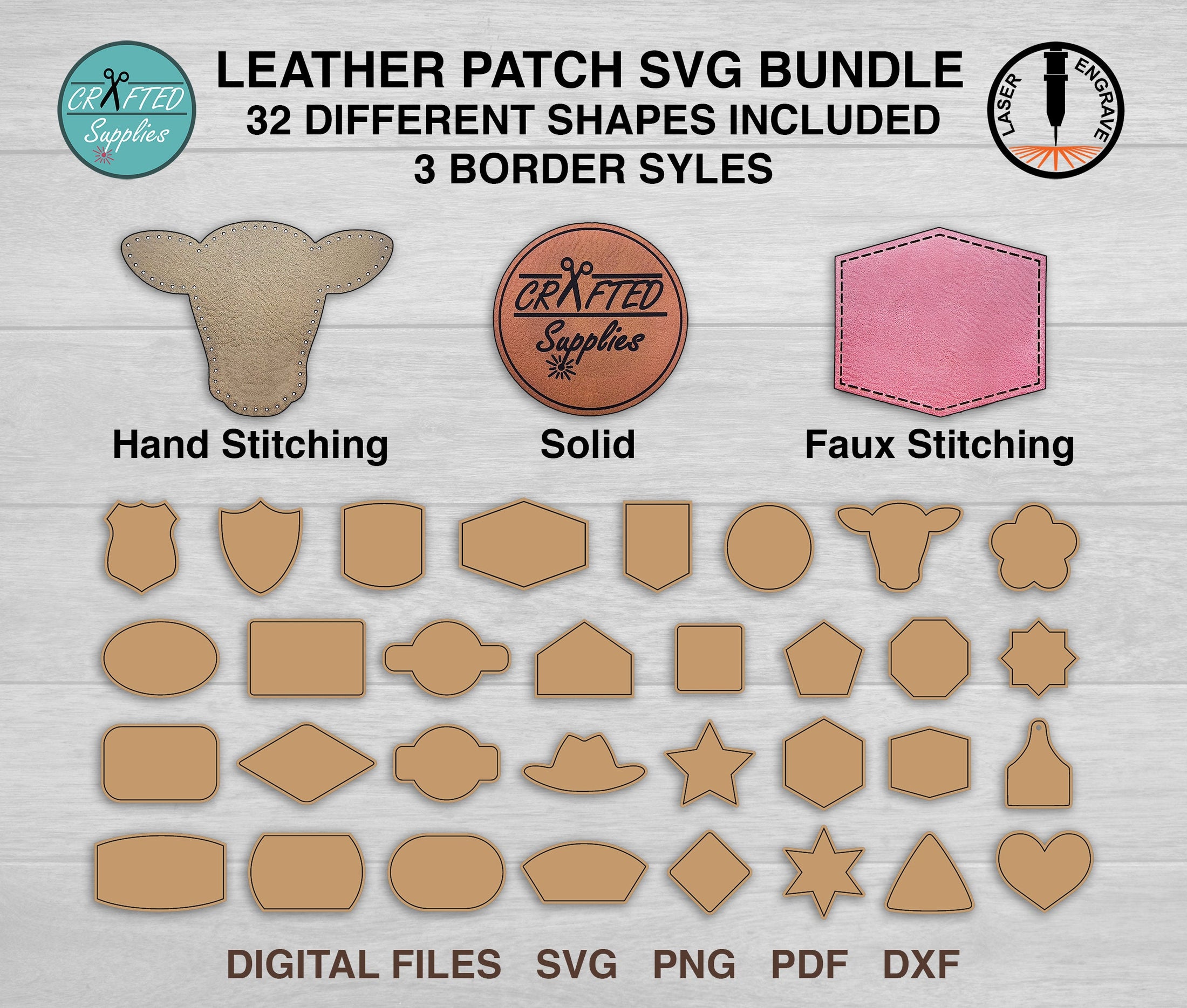 Hat Patch SVG Bundle for Leatherette and Leather. Laser Cut File ...